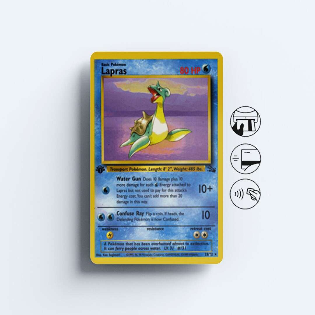 Card Skin Lapras Pokemon Base Set Trading Card Game Credit Card Sticker ...