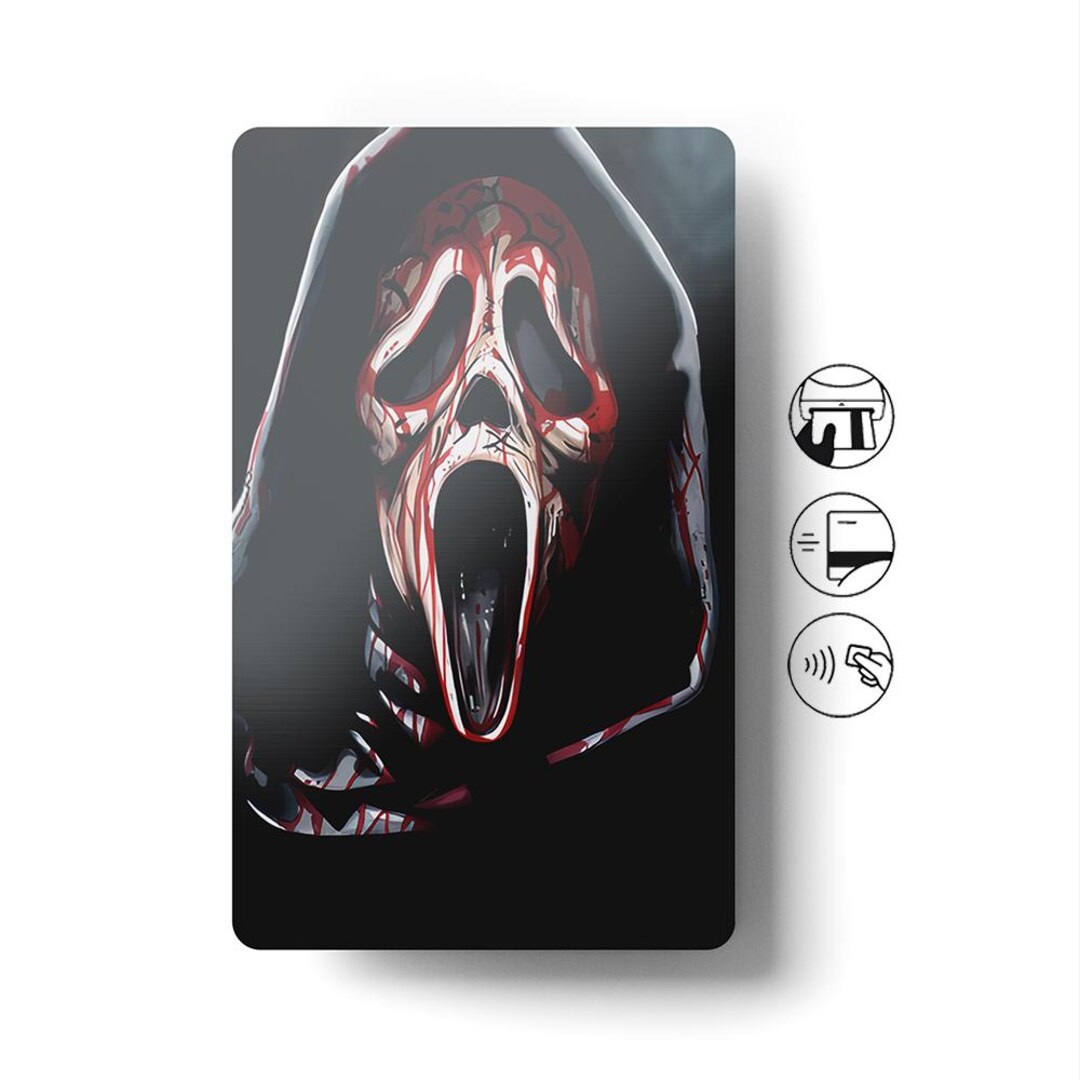 Card Skin Ghost Face Scream Sticker Glossy or Holographic Funny Horror ...