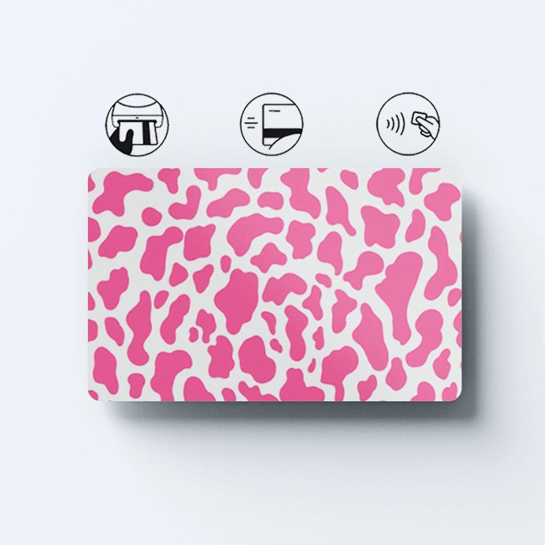 Card Skin Pink Cow Print Credit Card Sticker Cute Pastel Decal Skin ...