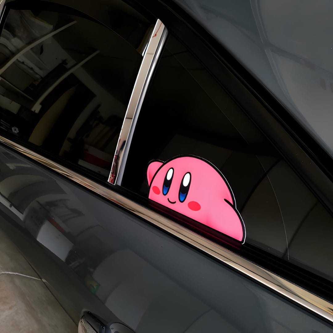 Classic Cartoon Kirby Car Peeker Sticker 6in Decal Holographic/glossy ...