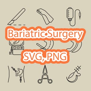 Bariatric Surgery Icon Set | 15 SVG & PNG Files | Minimalist Medical ...
