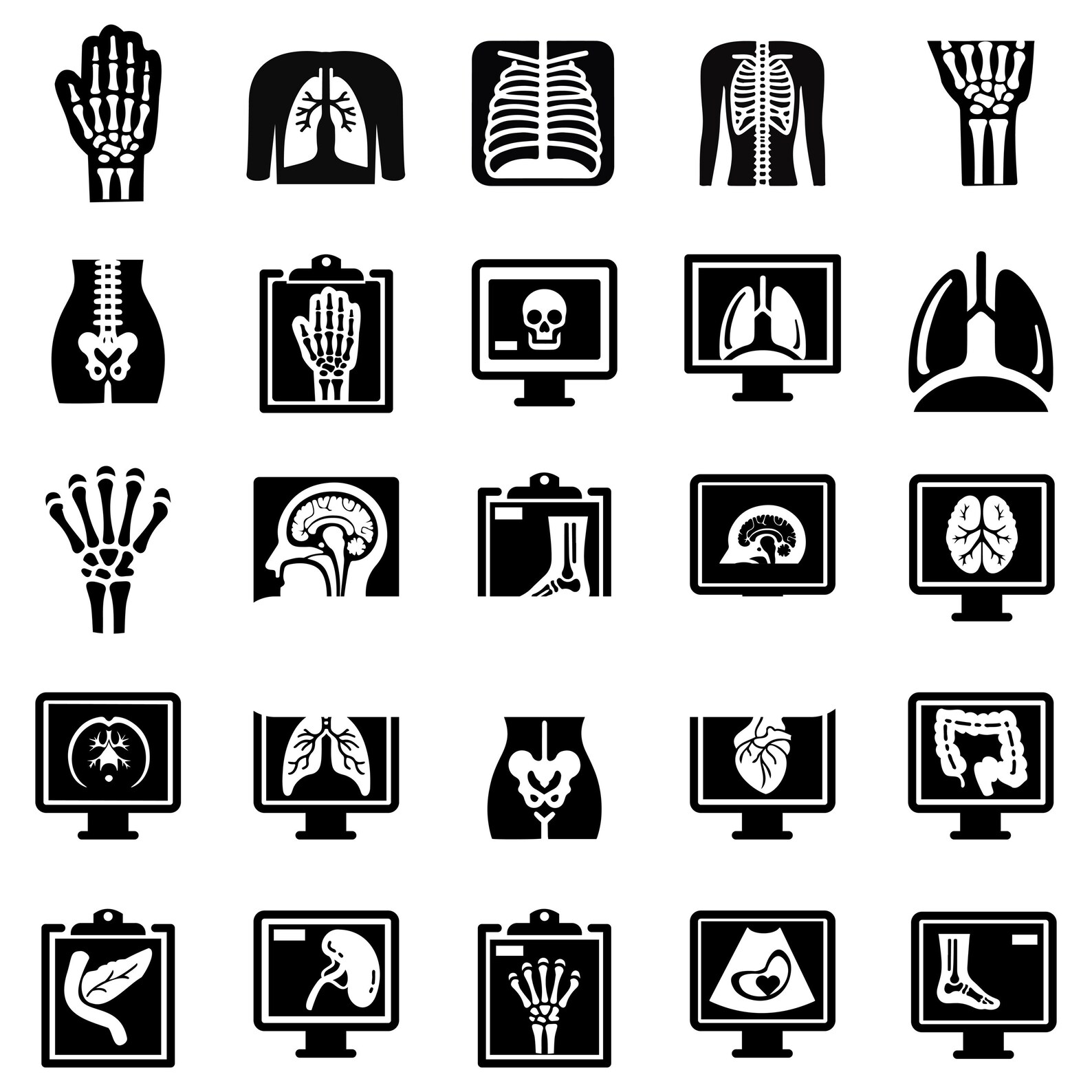 X-ray Exam Icon Pack | Medical Imaging Icons for Healthcare, Radiology ...