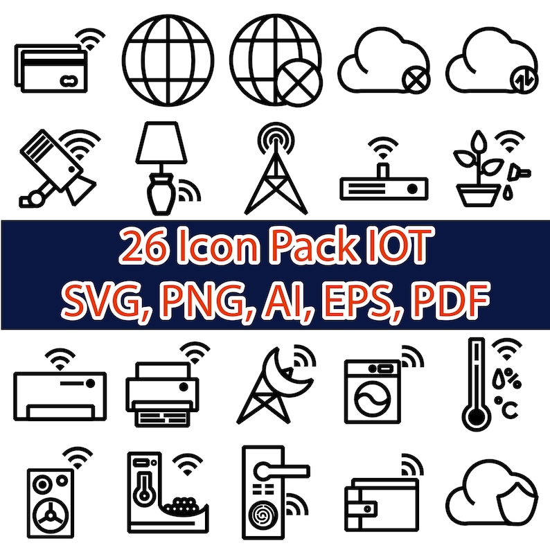 Iot Icon Pack | Digital Icons for Internet of Things, Smart Devices ...