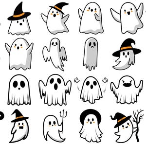 Halloween Clip Art Bundle 42 PNG Designs With Ghosts, Haunted Houses ...
