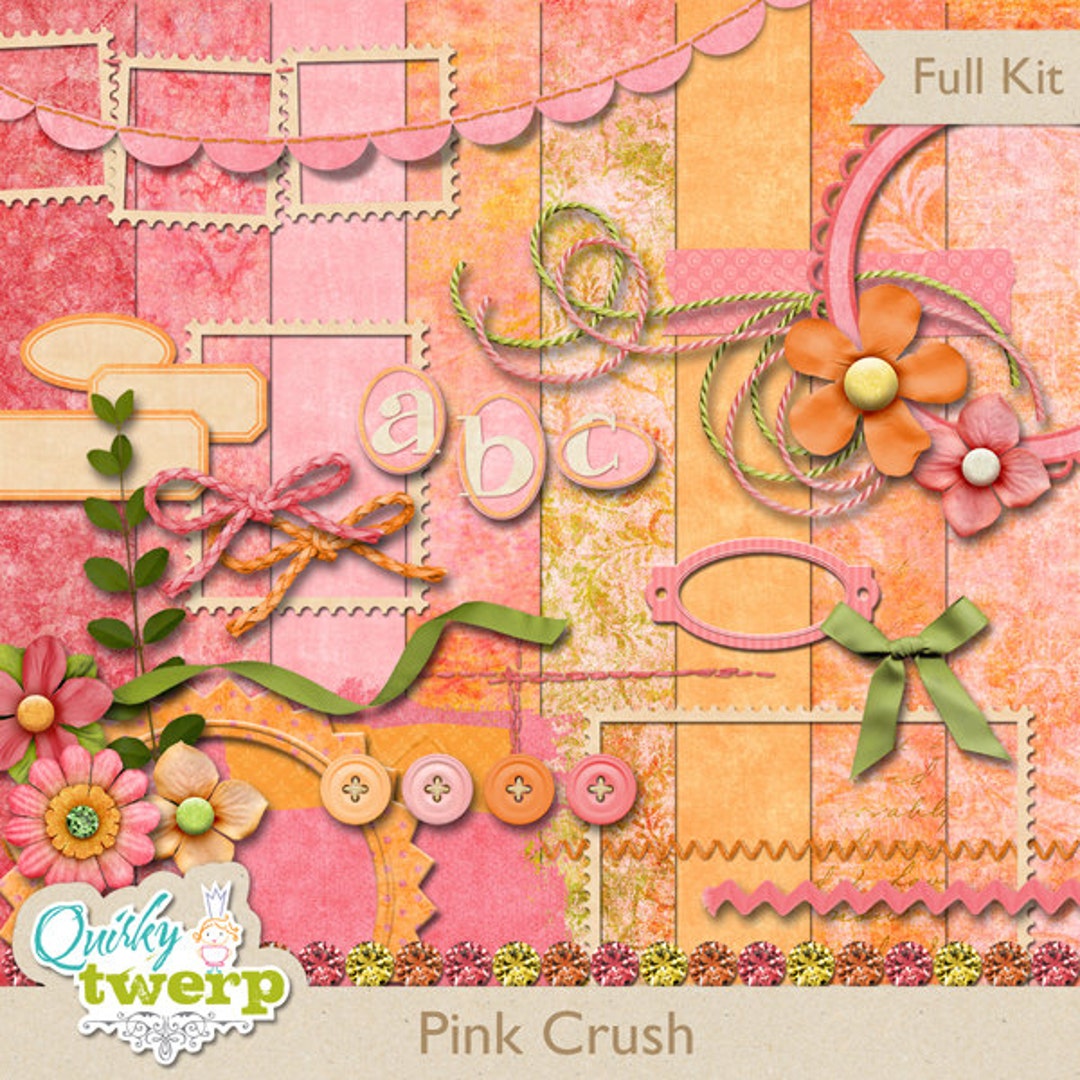 Pink Crush Digital Scrapbook Kit - Etsy
