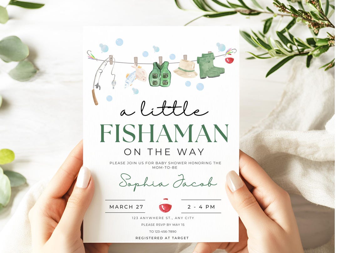 Editable Fishing Baby Shower Invitation: Nautical Theme (digital ...