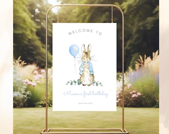 Peter Rabbit 1st Birthday Welcome Sign, DIGITAL FILE, Personalised 1st ...