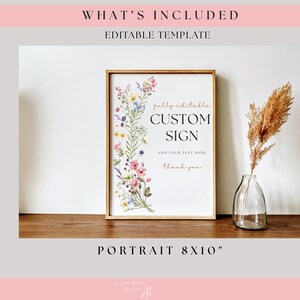 Wildflower Wedding Sign Template: Editable Floral Design (digital ...