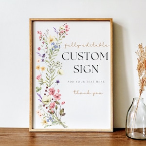 Wildflower Wedding Sign Template: Editable Floral Design (digital ...