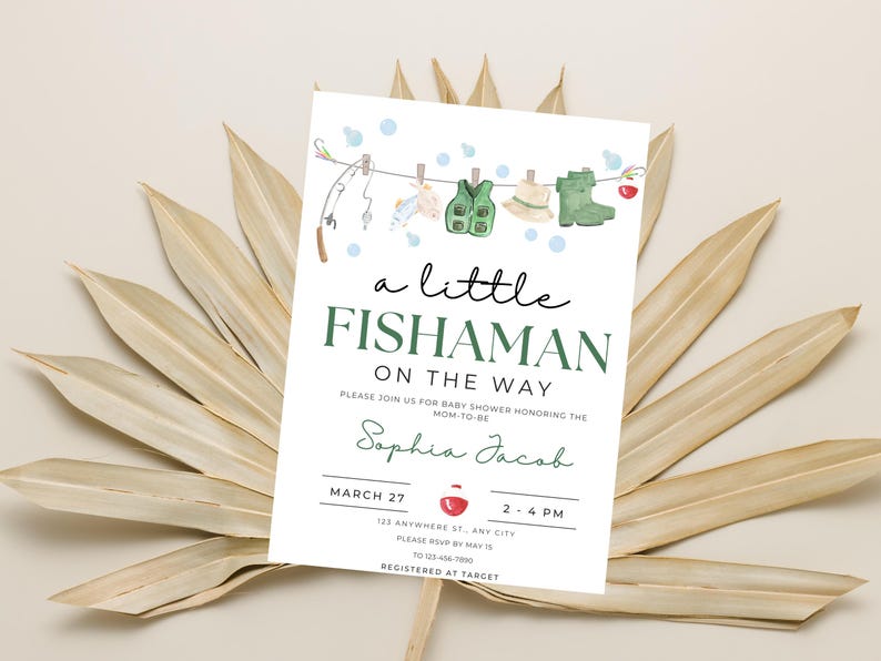 Editable Fishing Baby Shower Invitation: Nautical Theme (digital ...