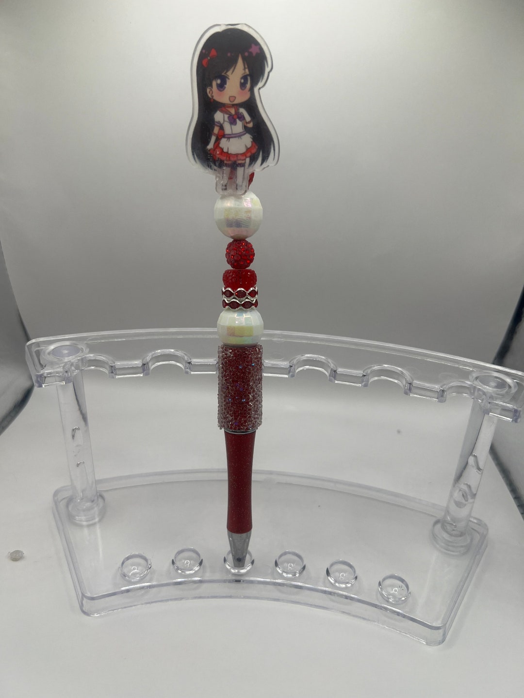 Sailor Moon - Sailor Mars Beaded Pen. (handcrafted in Red) - Etsy