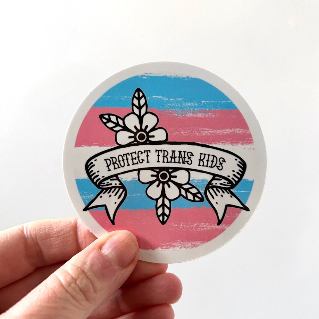 Protect Trans Kids Sticker: Tattoo Style, Trans Pride Flag - Etsy