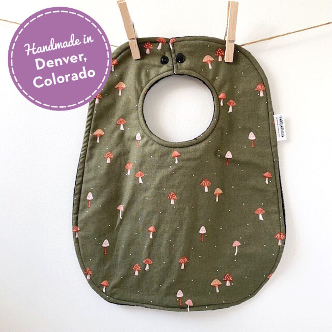 Mushroom Baby Bib: Gender Neutral Toadstool Gift, Olive Green - Etsy