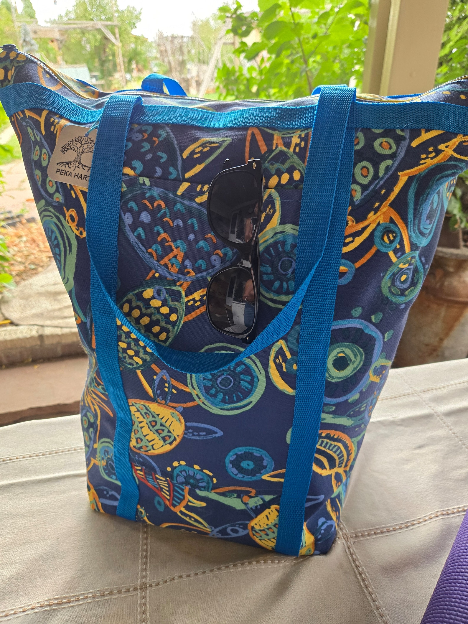 Peka Hart Sea Turtles Print With Blue Straps All Purpose Canvas Tote ...