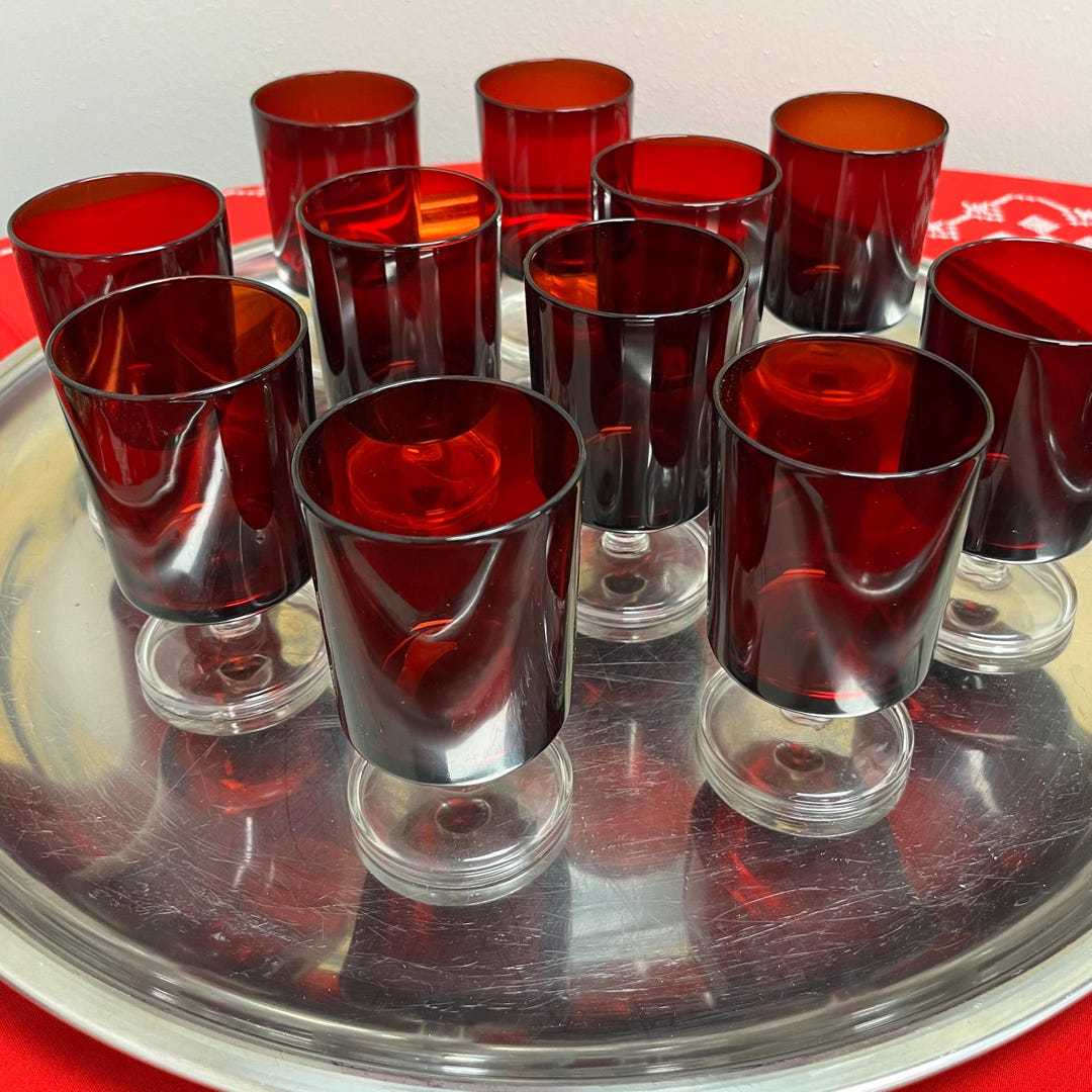 Vintage Wine Glasses, Luminarc Ruby Red Stemware, White Wine, 6 Oz ...