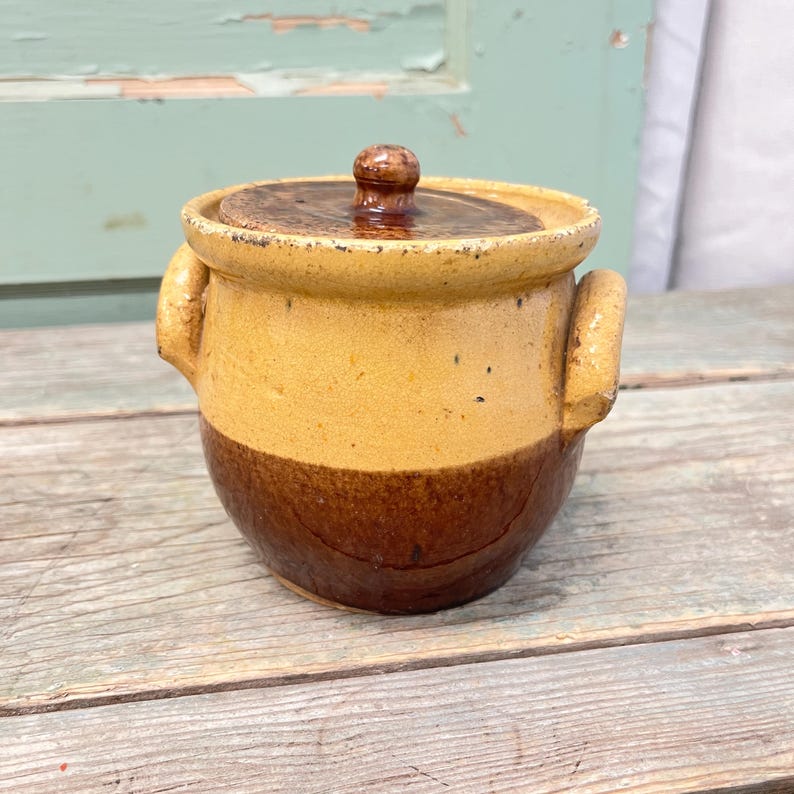 Vintage French Stoneware Crock With Lid: Rustic Kitchen Decor - Etsy