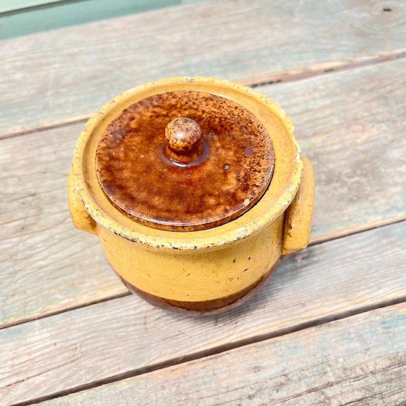 Vintage French Stoneware Crock With Lid: Rustic Kitchen Decor - Etsy