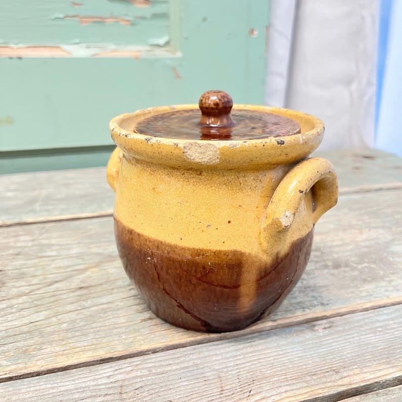 Vintage French Stoneware Crock With Lid: Rustic Kitchen Decor - Etsy