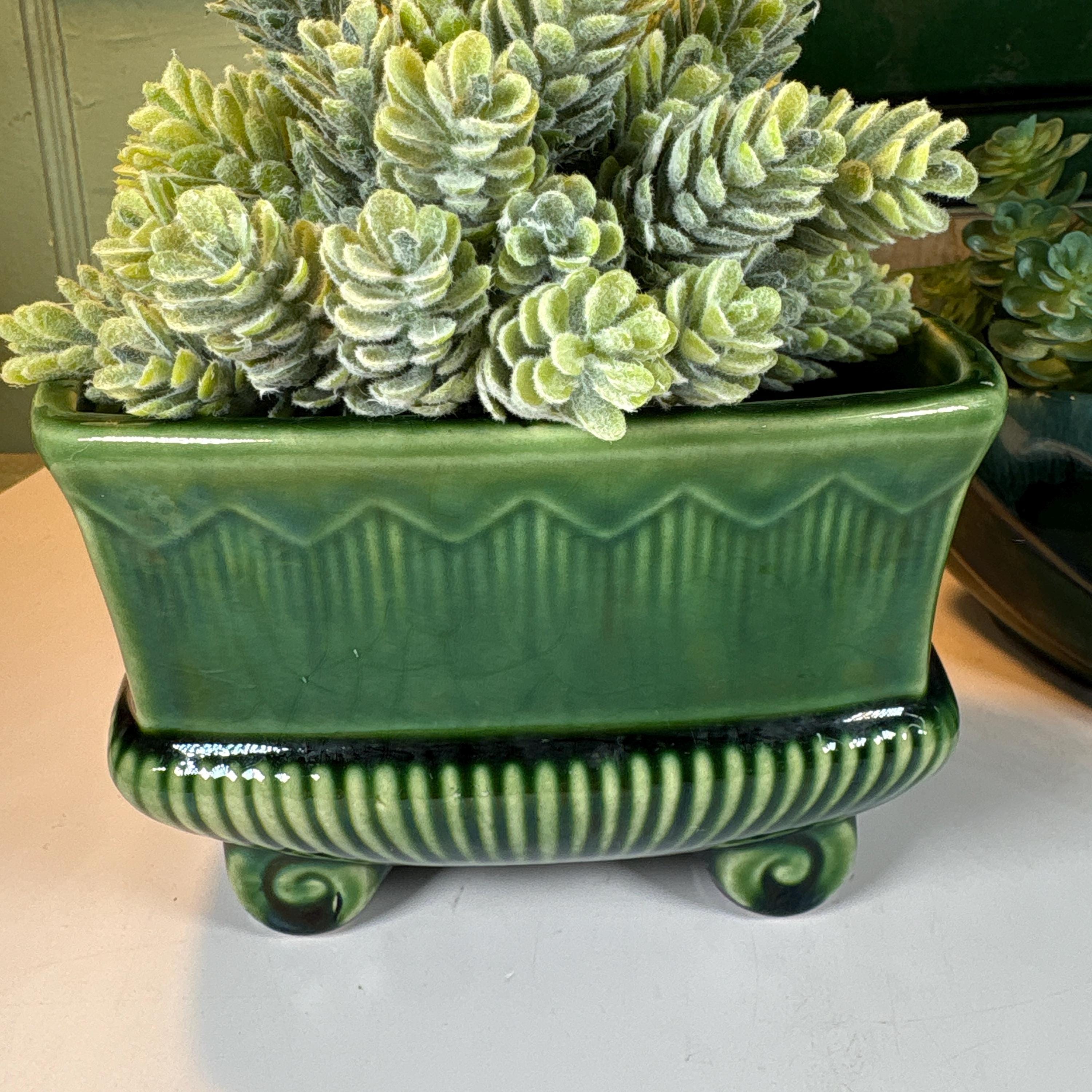 Vintage Hull Pottery Planters, F82, F77, Green, Drip Glaze, Mid Century ...