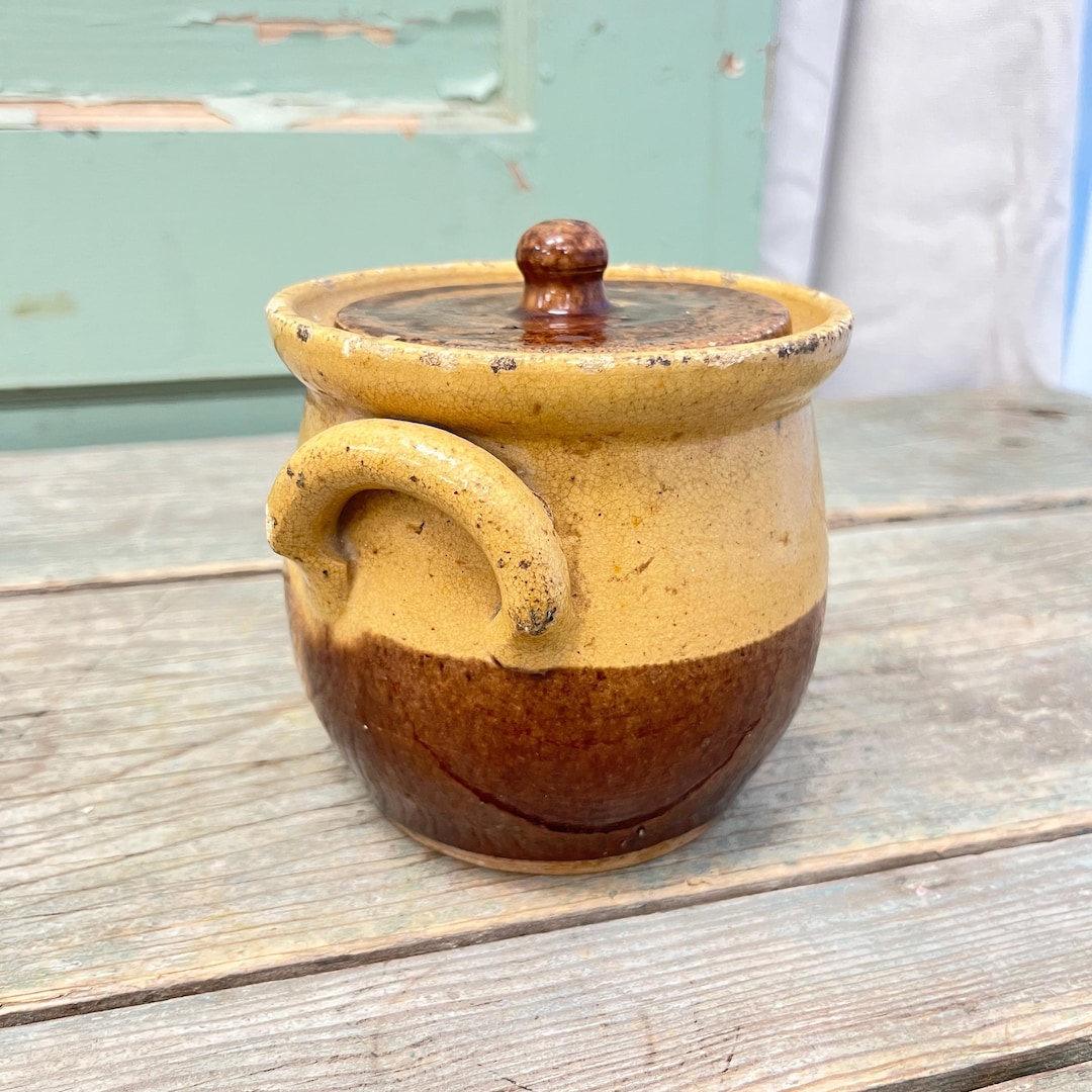 Vintage French Stoneware Crock With Lid: Rustic Kitchen Decor - Etsy