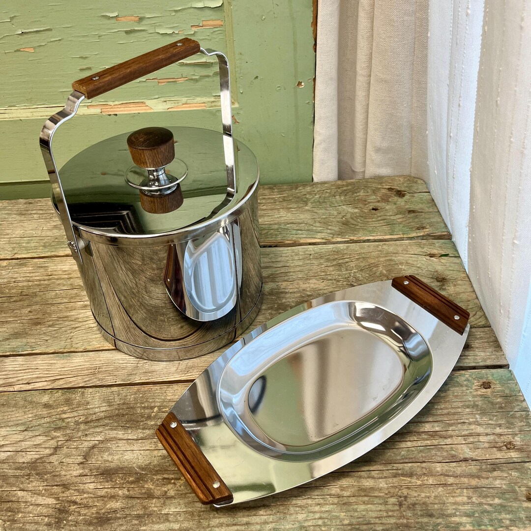Vintage Kromex Ice Bucket and Kromex Bar Tray, Mirror Chrome Finish ...