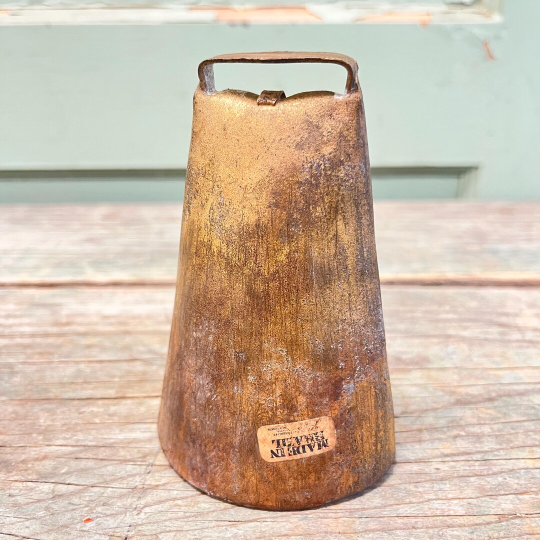 Antique Goat Bell With Heavy Clapper, Bronze Colored Cattle Bell, Made ...