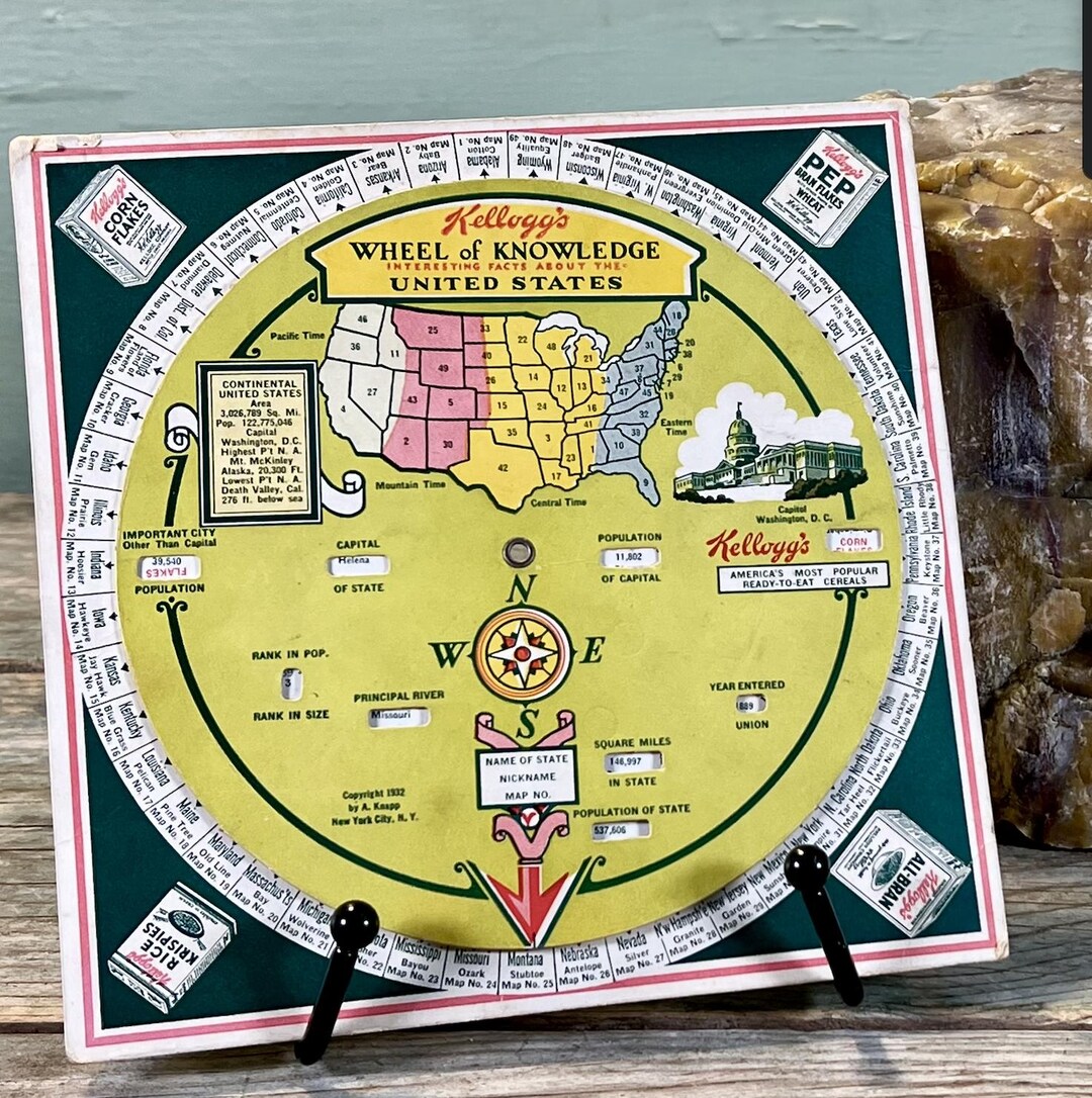 Vintage Kellogg's Wheel of Knowledge: 1930s US Facts Quiz Game - Etsy