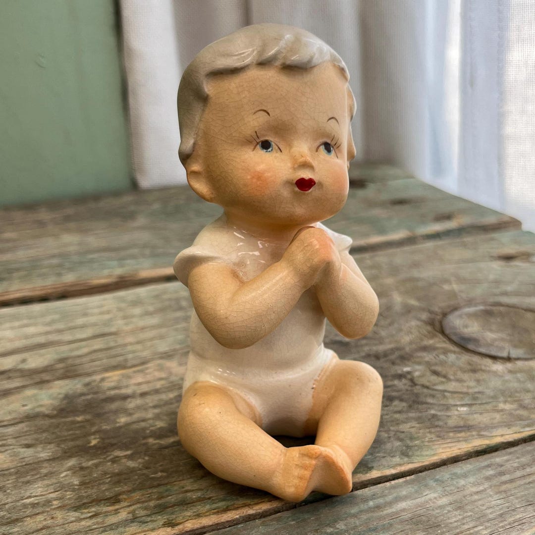 Vintage Baby Praying Figurine, Ceramic Collectable, Praying Baby ...