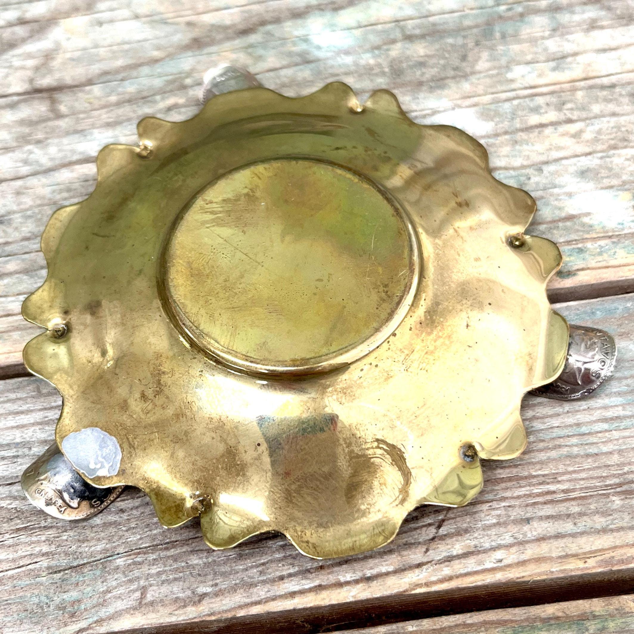 Vintage Brass Ashtray With Columbian Coin Rests - Etsy