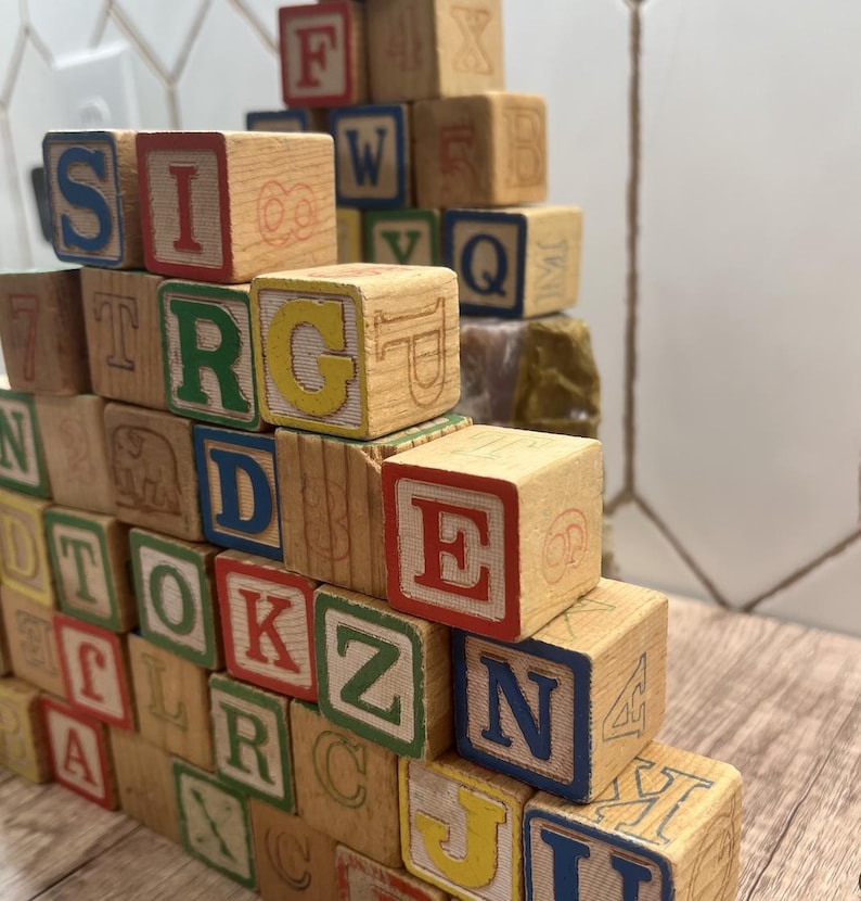 Vintage Wooden Alphabet Baby Blocks | 1960-1970's - Etsy