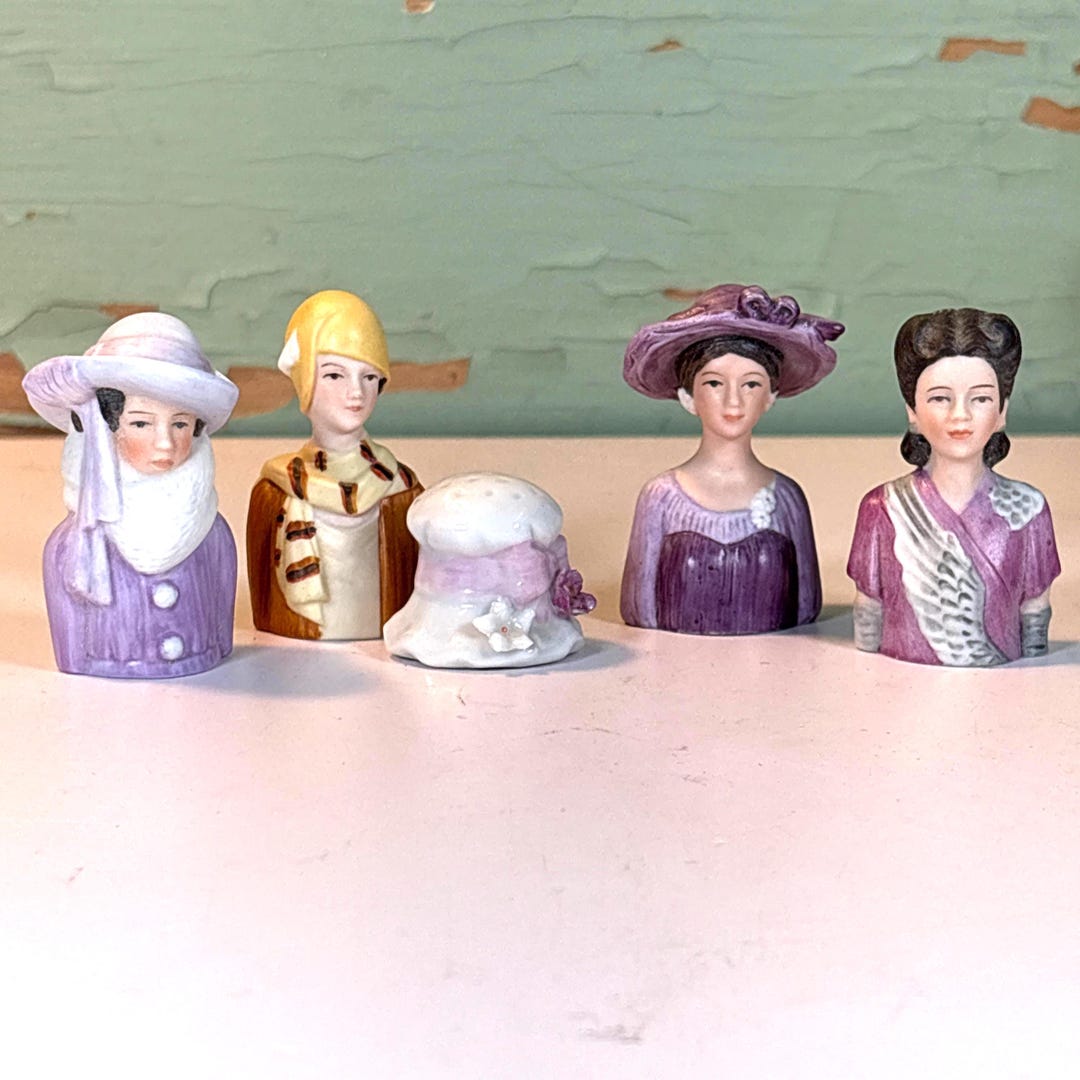 Vintage Avon 1980s American Fashion Lady Thimbles, 1983, 1984 ...