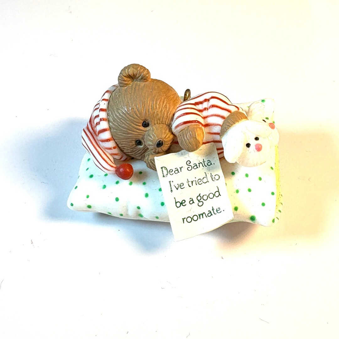 Vintage Carlton Cards Christmas Ornament: Resin Teddy Bear, 1988 ...
