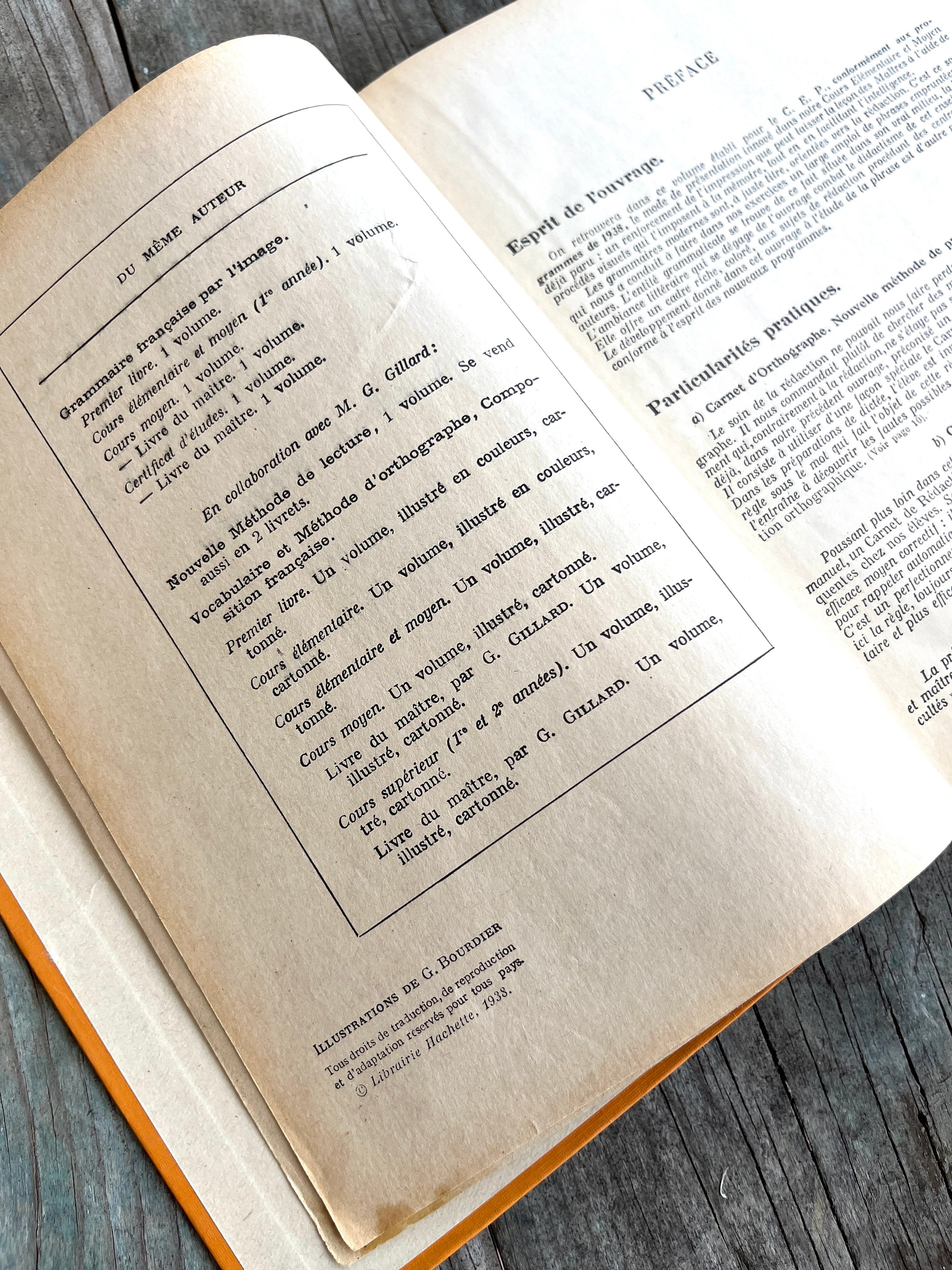 French Grammar Book, 1938, La Grammaire Par L'image, Certificat D ...