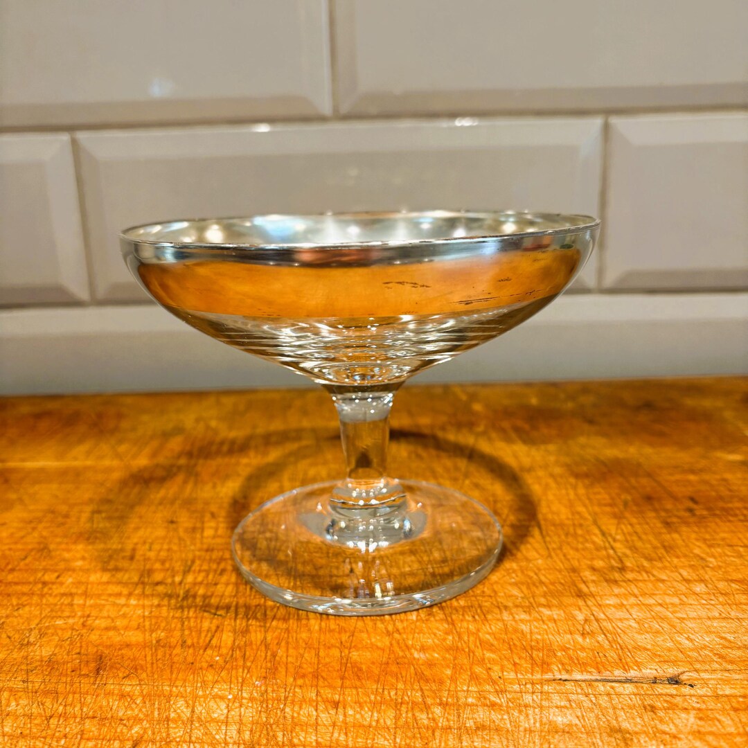 Vintage Dorothy Thorpe Glass Compote With Silver Band - MCM Candy Dish ...