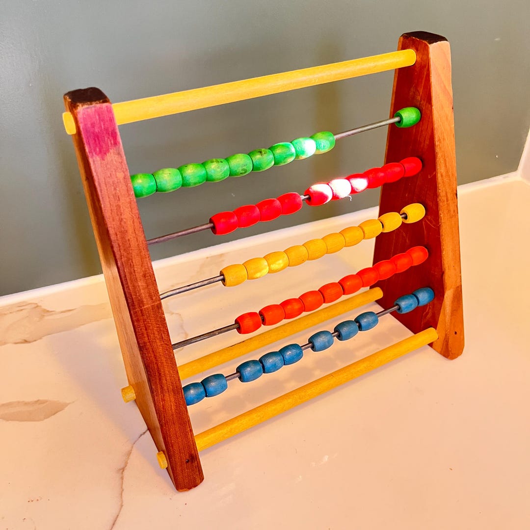 Vintage Abacus Counting Stand, Sandberg Wooden Abacus, Rainbow Counting ...