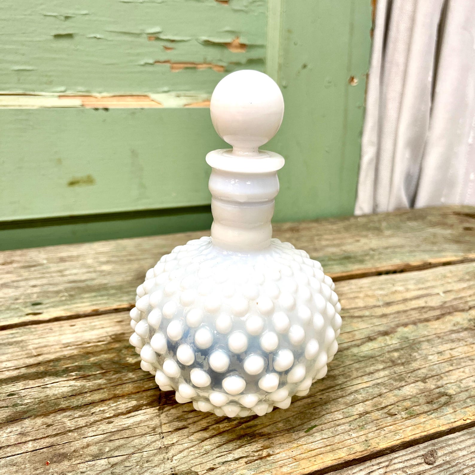 Vintage Fenton Opalescent Moonstone Hobnail Perfume Bottle With Stopper ...