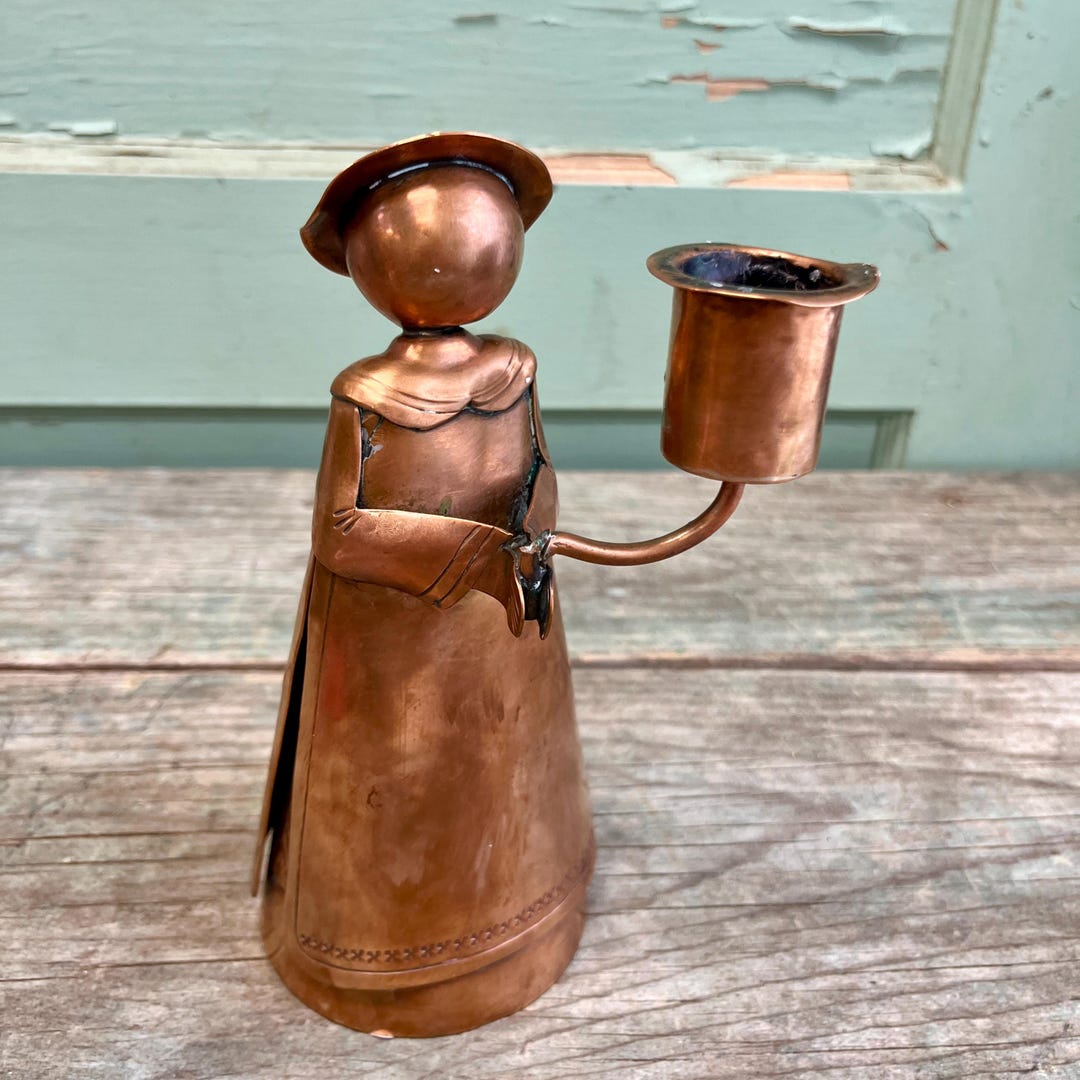 Mid Century Brutalist Style Copper Alter Boy and Angel Candleholders ...