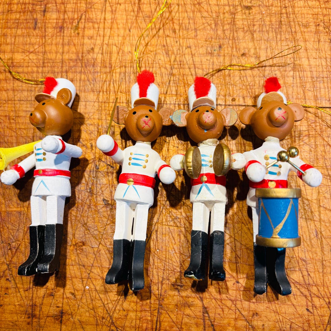 Vintage Teddy Bear Toy Soldier Ornaments, Hand Crafted and Hand Painted ...