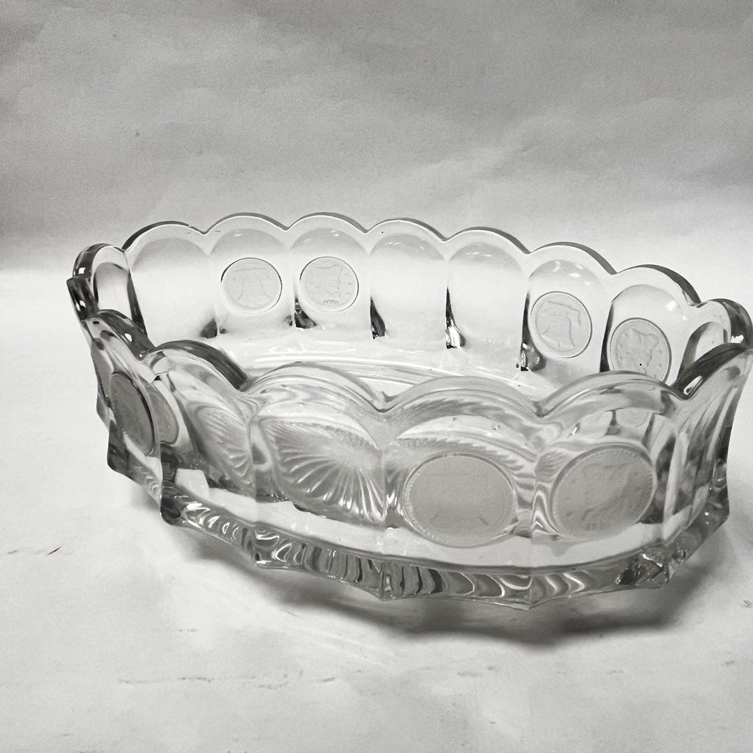 Fostoria Frosted Coin Dot Glassware, 3 Footed Bowls, One Large Oval ...