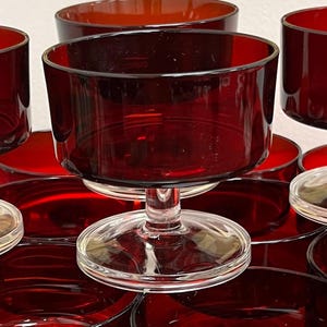 Vintage Luminarc Ruby Red Stemware, Champagne Glasses or Dessert Dishes ...