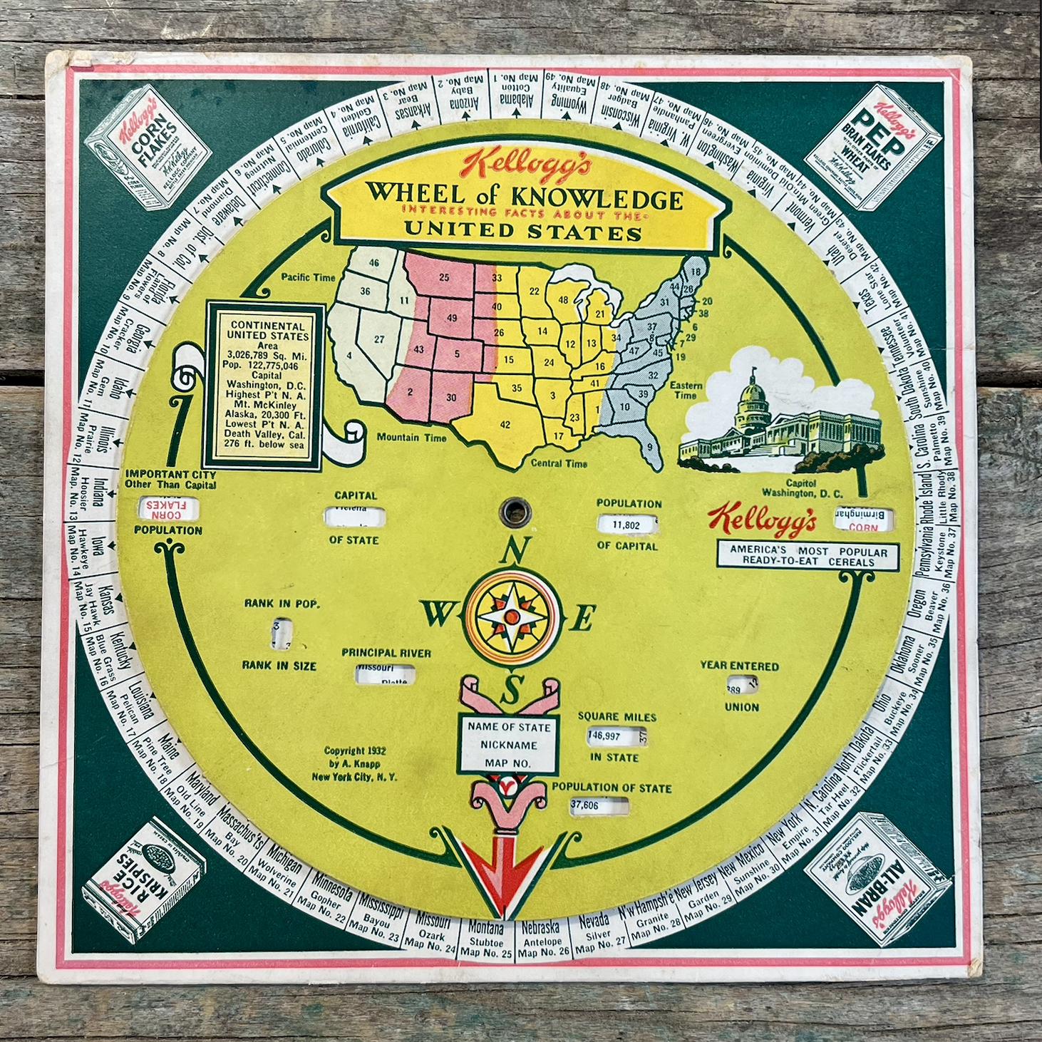 Vintage Kellogg's Wheel of Knowledge: 1930s US Facts Quiz Game - Etsy