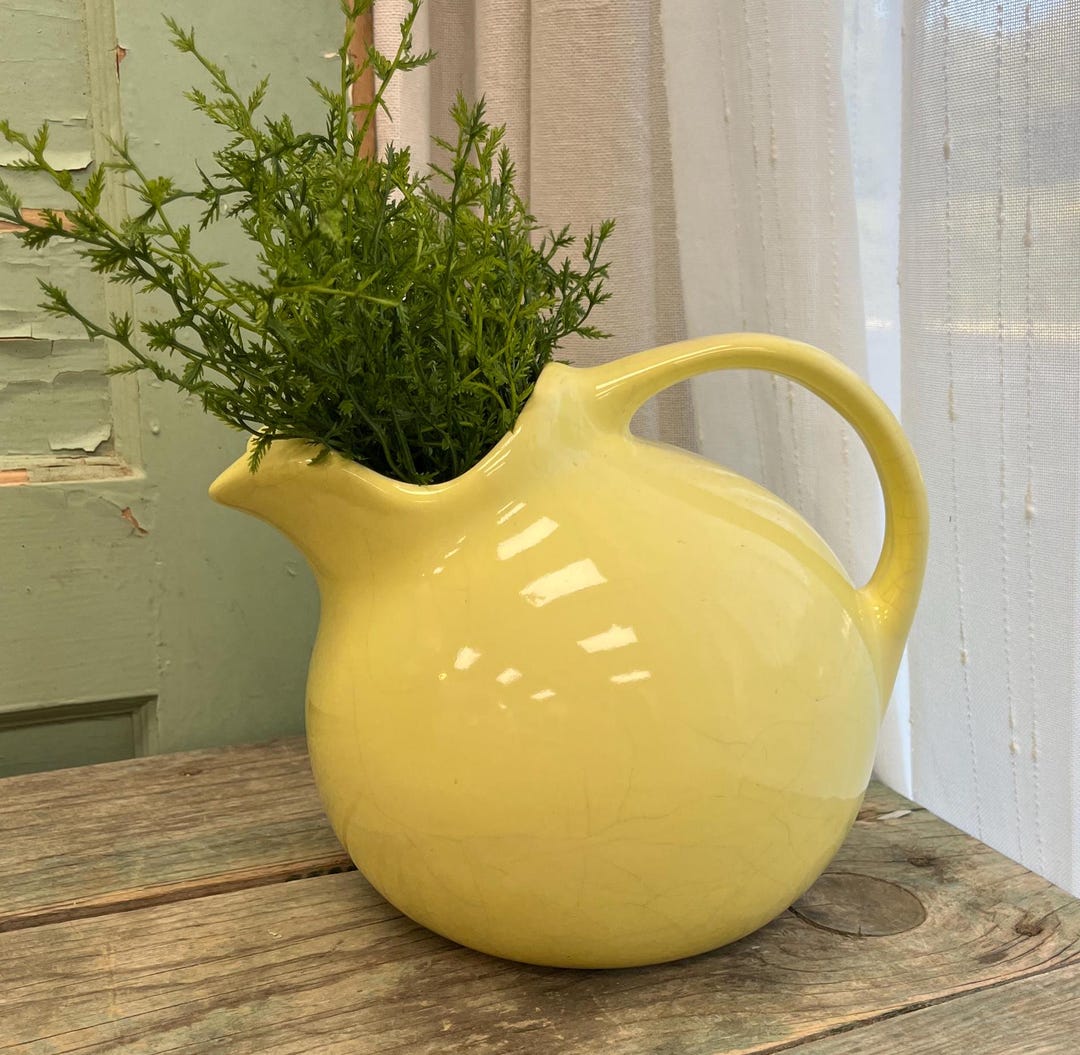 Mid Century Yellow Ball Pitcher, Large Yellow Ceramic Ball Pitcher ...