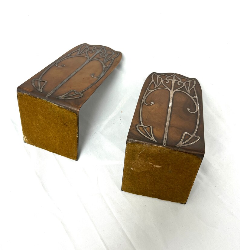 Vintage Art Nouveau Copper Bookends pair - Etsy