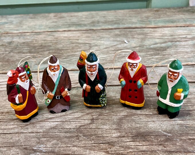 Vintage Miniature Hand Carved and Painted Wooden St. Nicholas Figurine ...