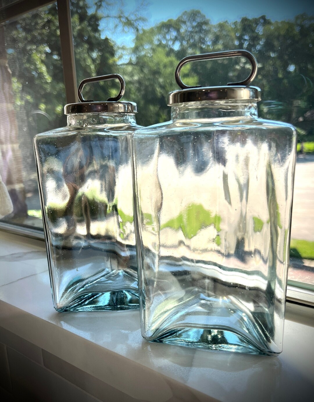Retro, Vintage Vimaco Triangular Glass Jars With Metal Lids - Etsy