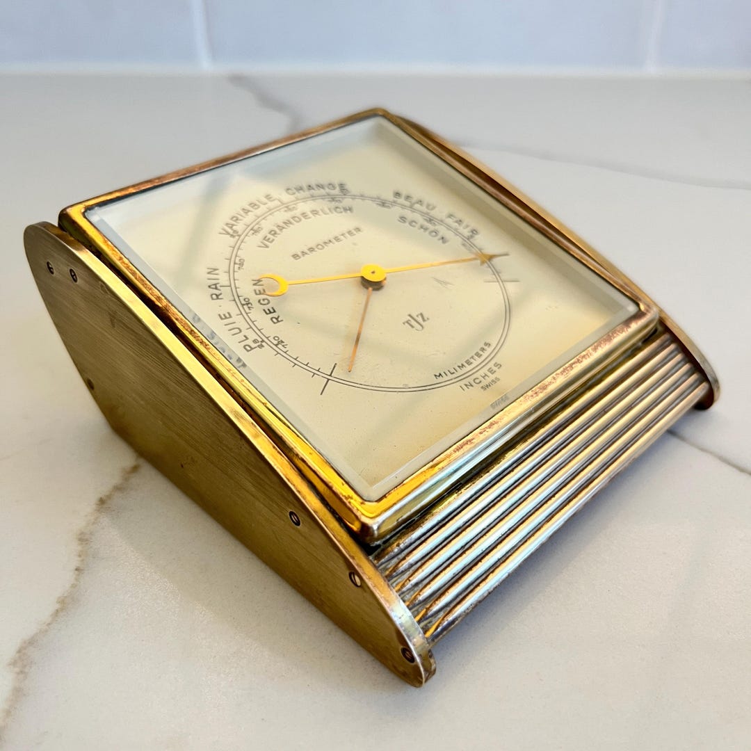 Vintage Barometer, Desk Top, Prestige, Swiss Made Brass Barometer ...