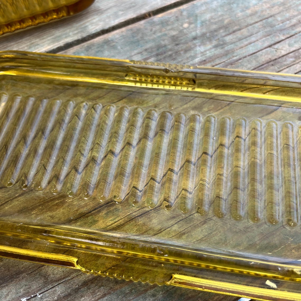Set of 3 Glass Refrigerator Dishes, Federal Glass Company, Ribbed Amber ...