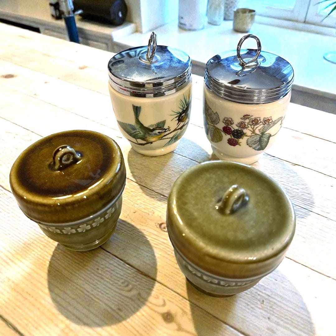 Vintage Porcelain Egg Coddlers, Set of 2 Wade Shamrock Design Made in ...
