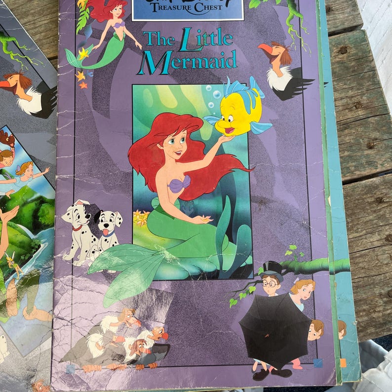 Vintage Walt Disney Treasure Chest Book Set, Peter Pan, Bambi, Little ...