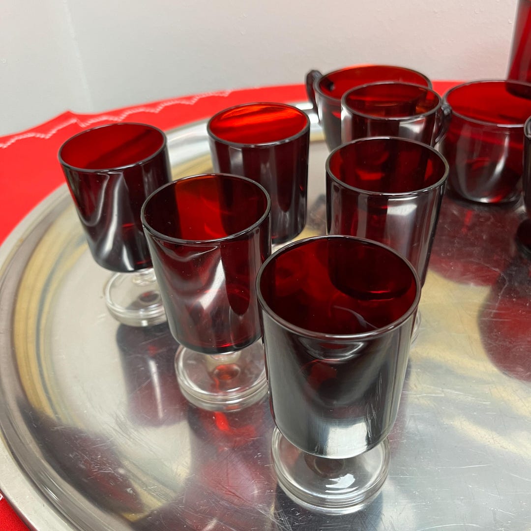 Vintage Luminarc Ruby Red Stemware, Cordial Glasses, 6 Available, Price ...